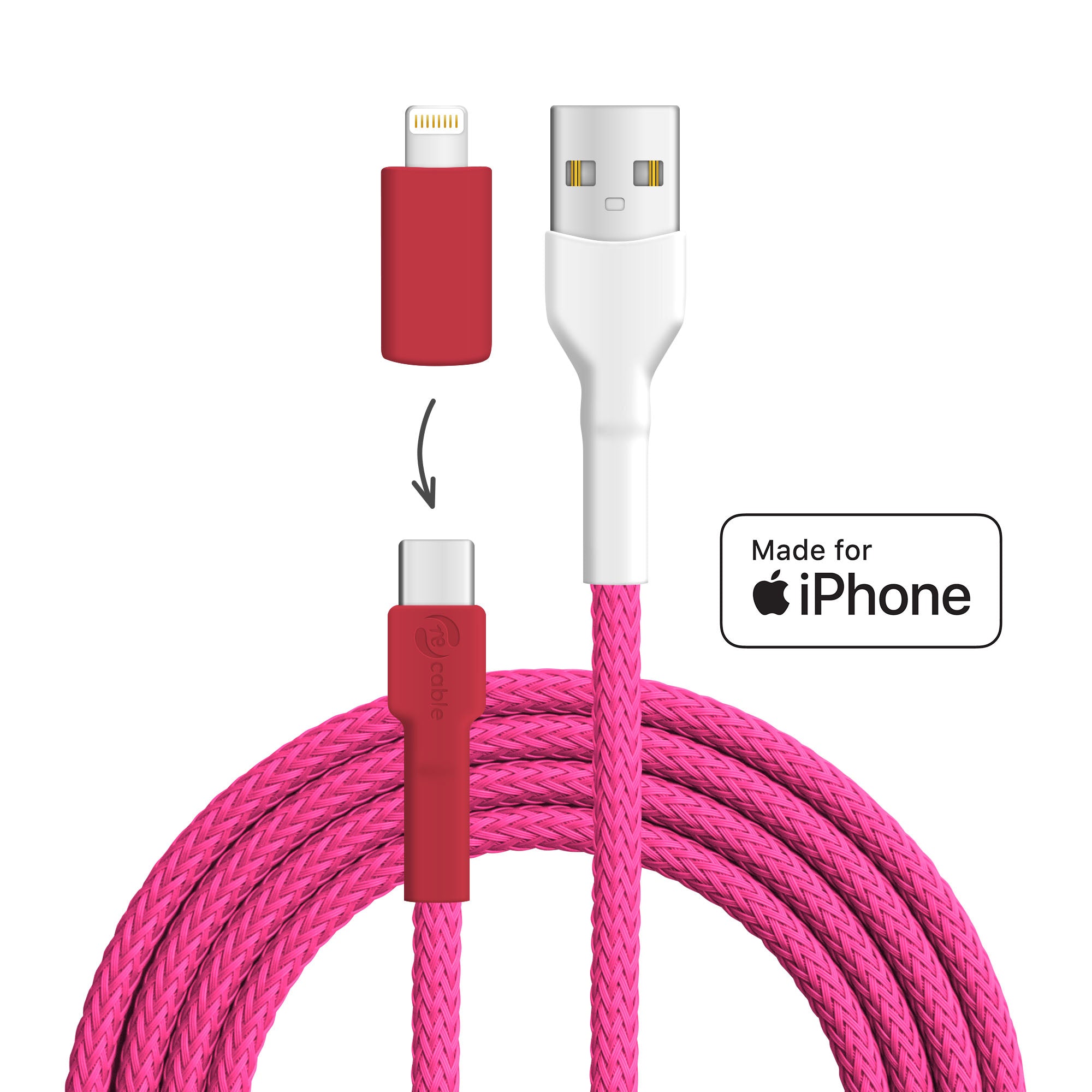 Ladekabel USB-A/USB-C+Lightning Kubaflamingo | recable – recable.eu ...