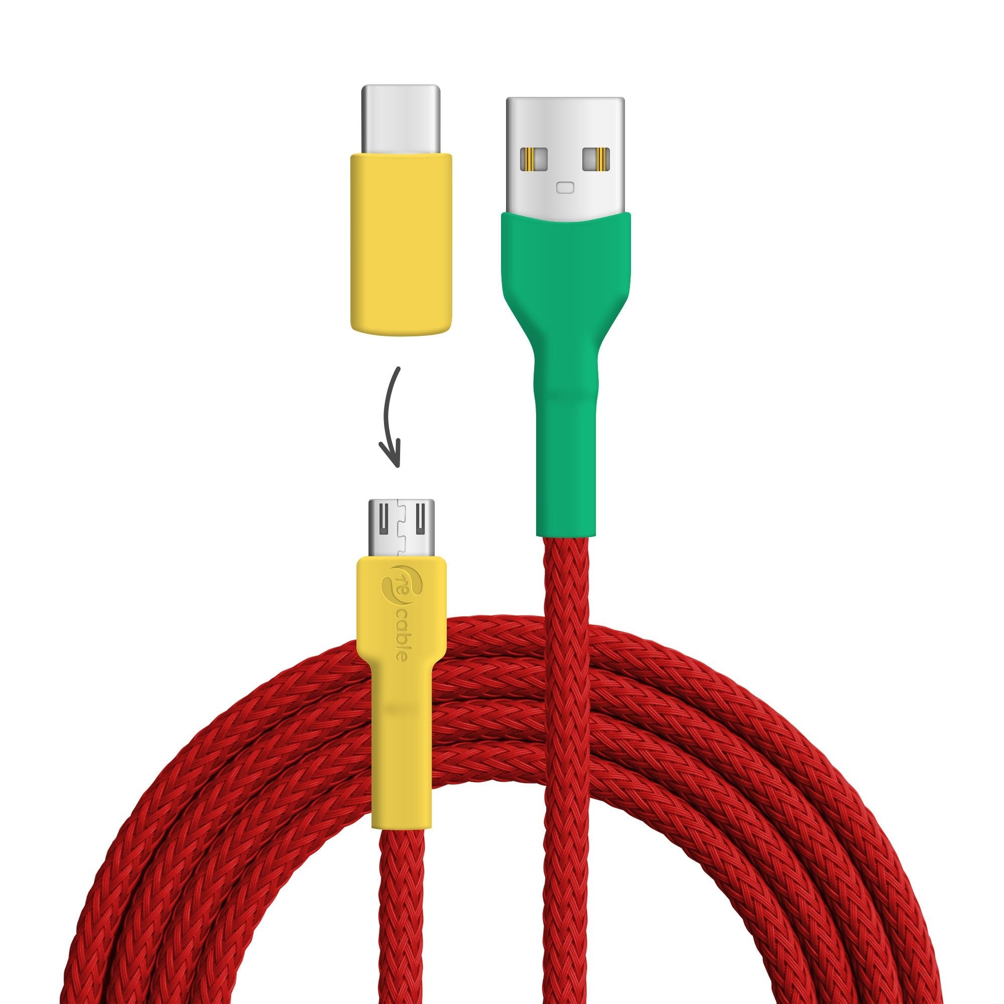 Ladekabel rot USB A auf Micro USB + USB C Adapter | recable – recable ...